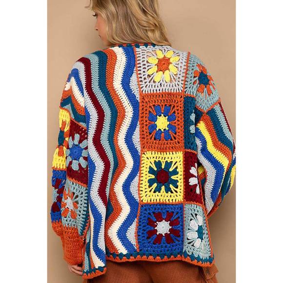 POL | Sweaters | New Pol Granny Square Cardigan In Orangemulti | Poshmark